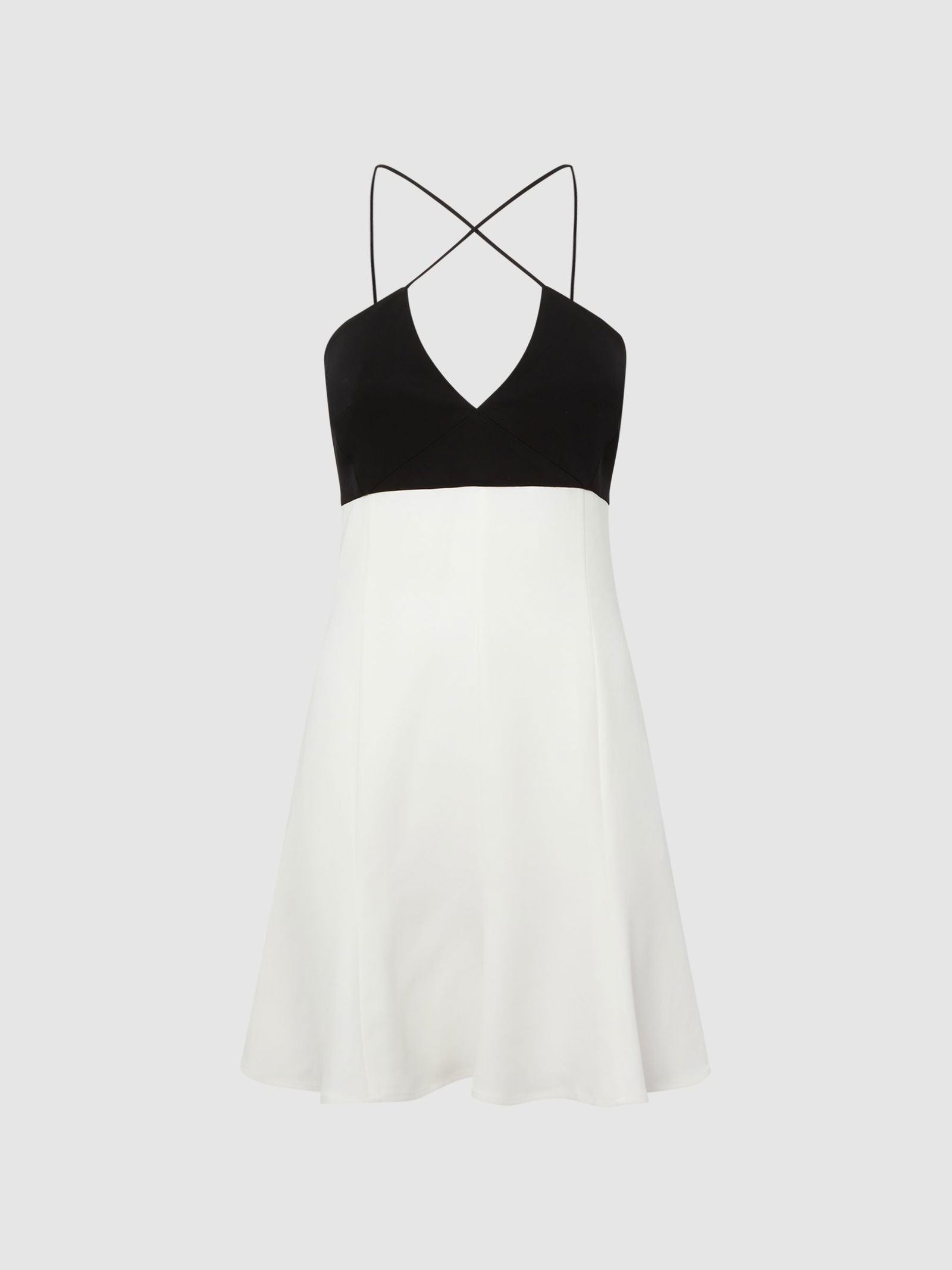 REISS Trina Colourblock Mini Dress in Black/White | endource