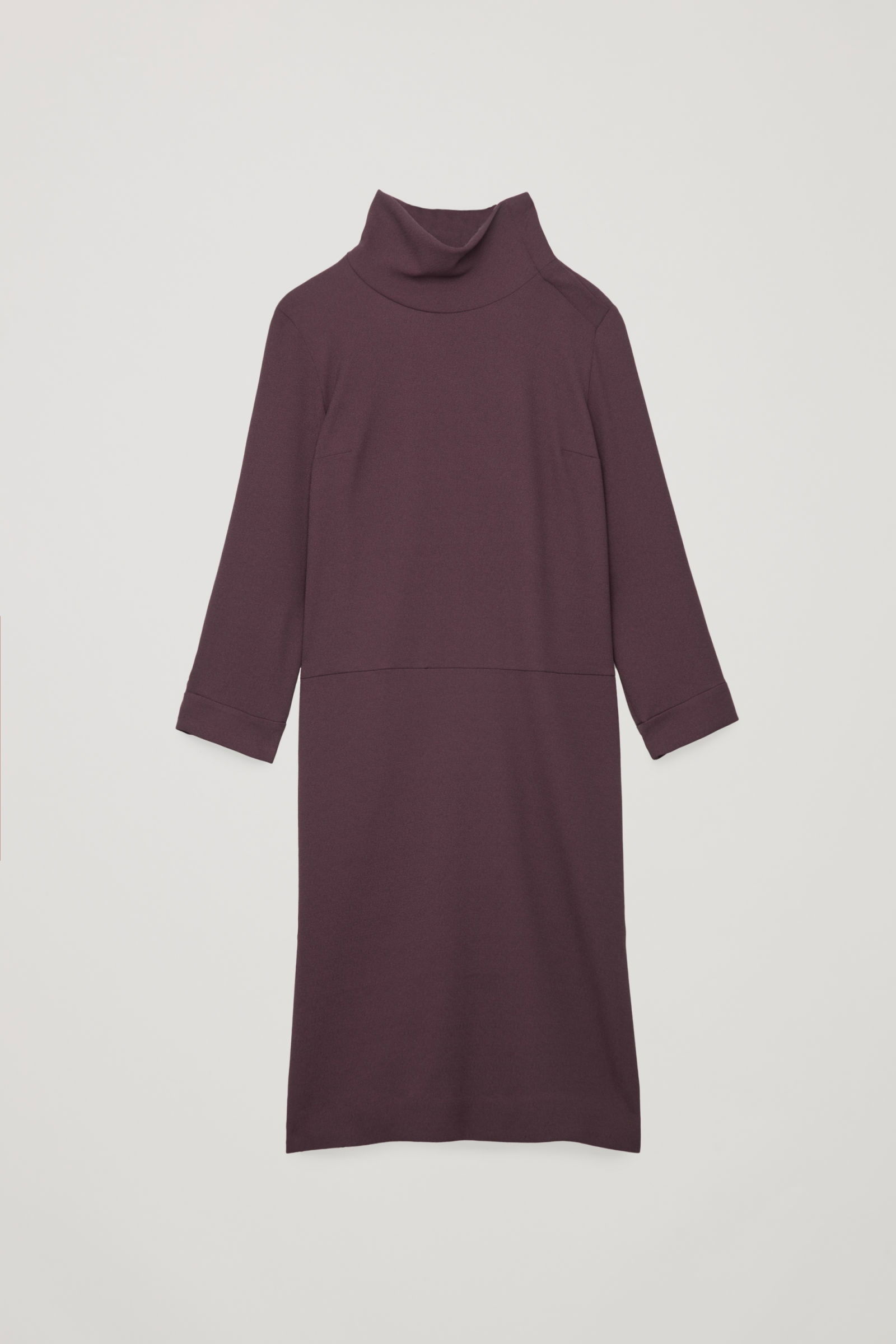COS Funnel-Neck Shirt Dress in Burgundy | Endource