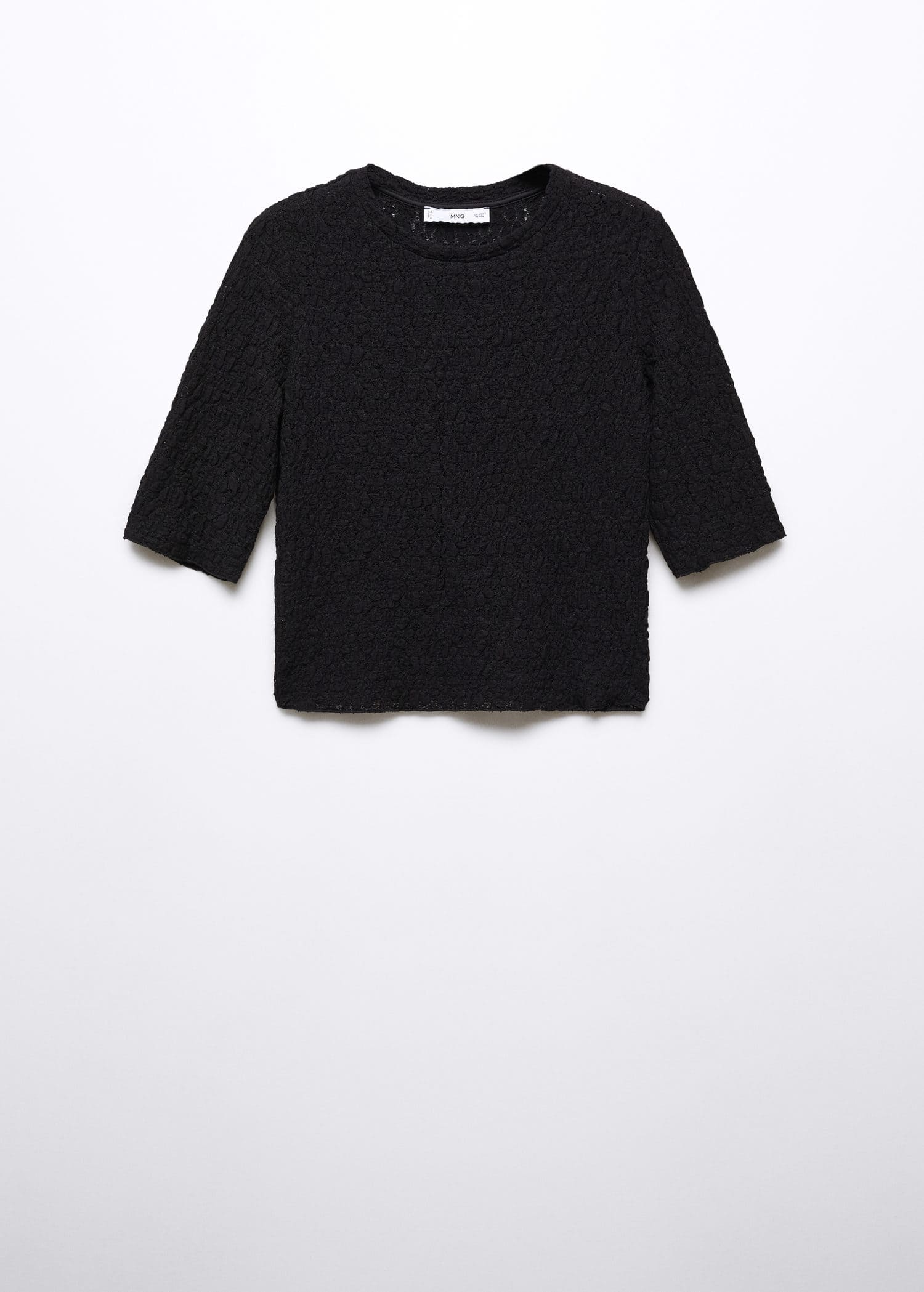 MANGO Textured T-Shirt in Black | Endource