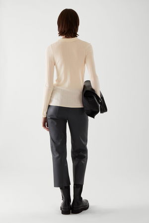 COS Merino Wool Transparent Knitted Top in Off-white | endource
