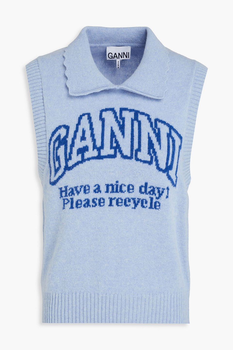 GANNI Jacquard-Knit Vest in Blue | endource