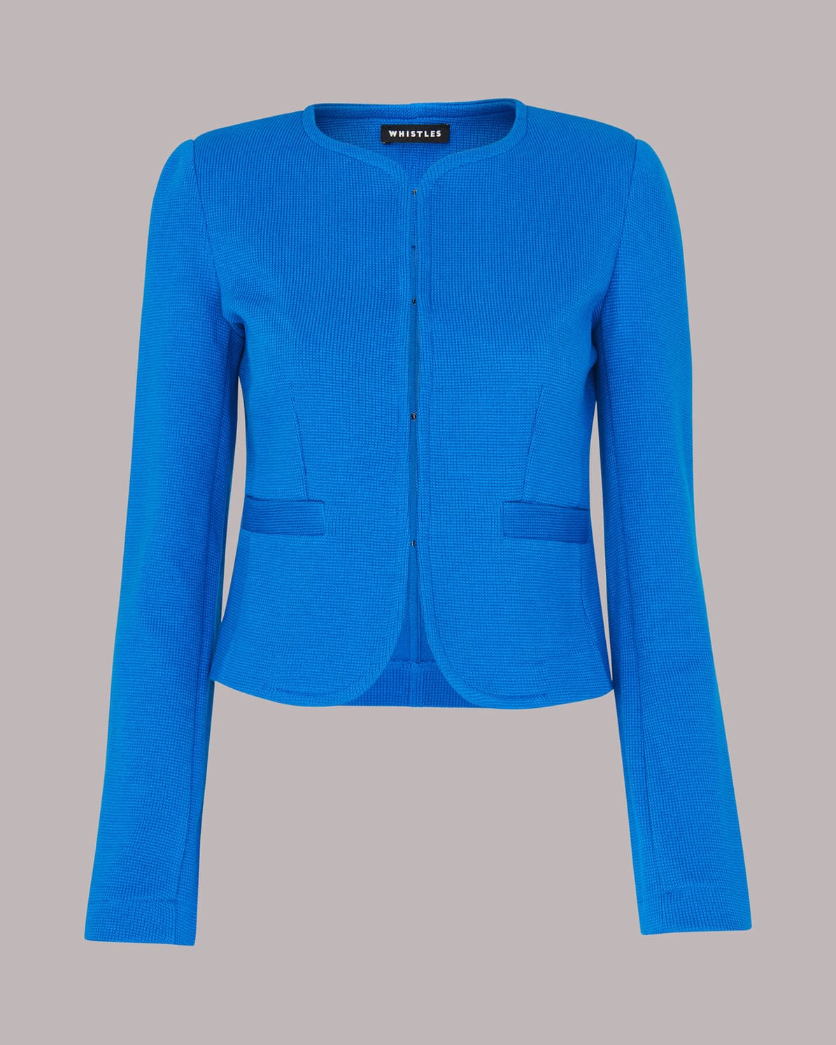 WHISTLES Collarless Jacket in Blue | endource