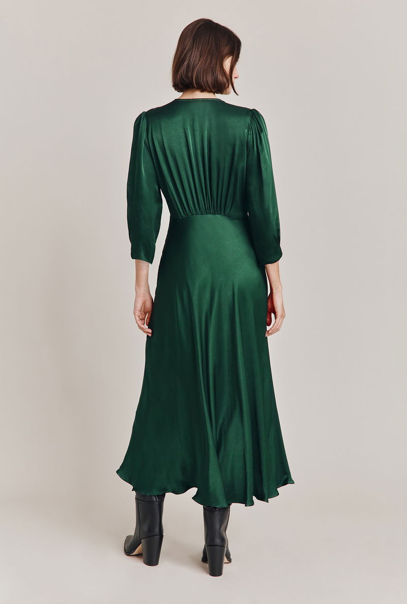 GHOST Madison Satin Midi Dress | Endource