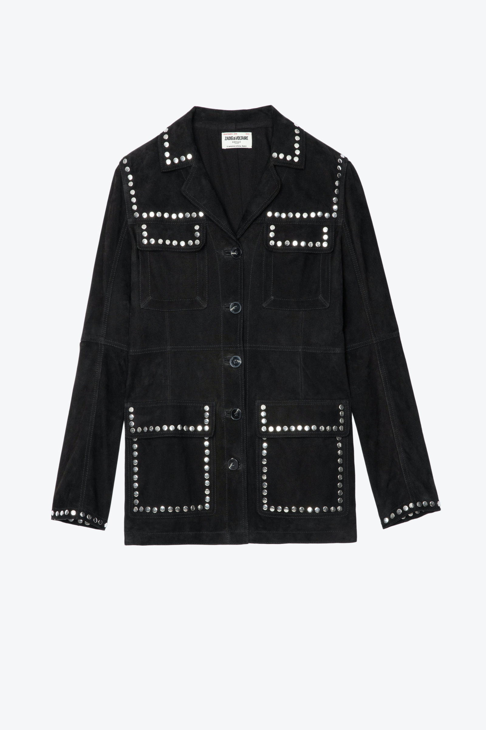 ZADIG & VOLTAIRE Lala Studded Suede Jacket in Black | Endource