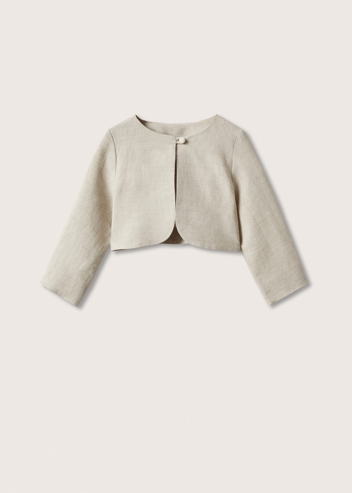 MANGO Cropped Linen-Blend Jacket in Ecru | endource