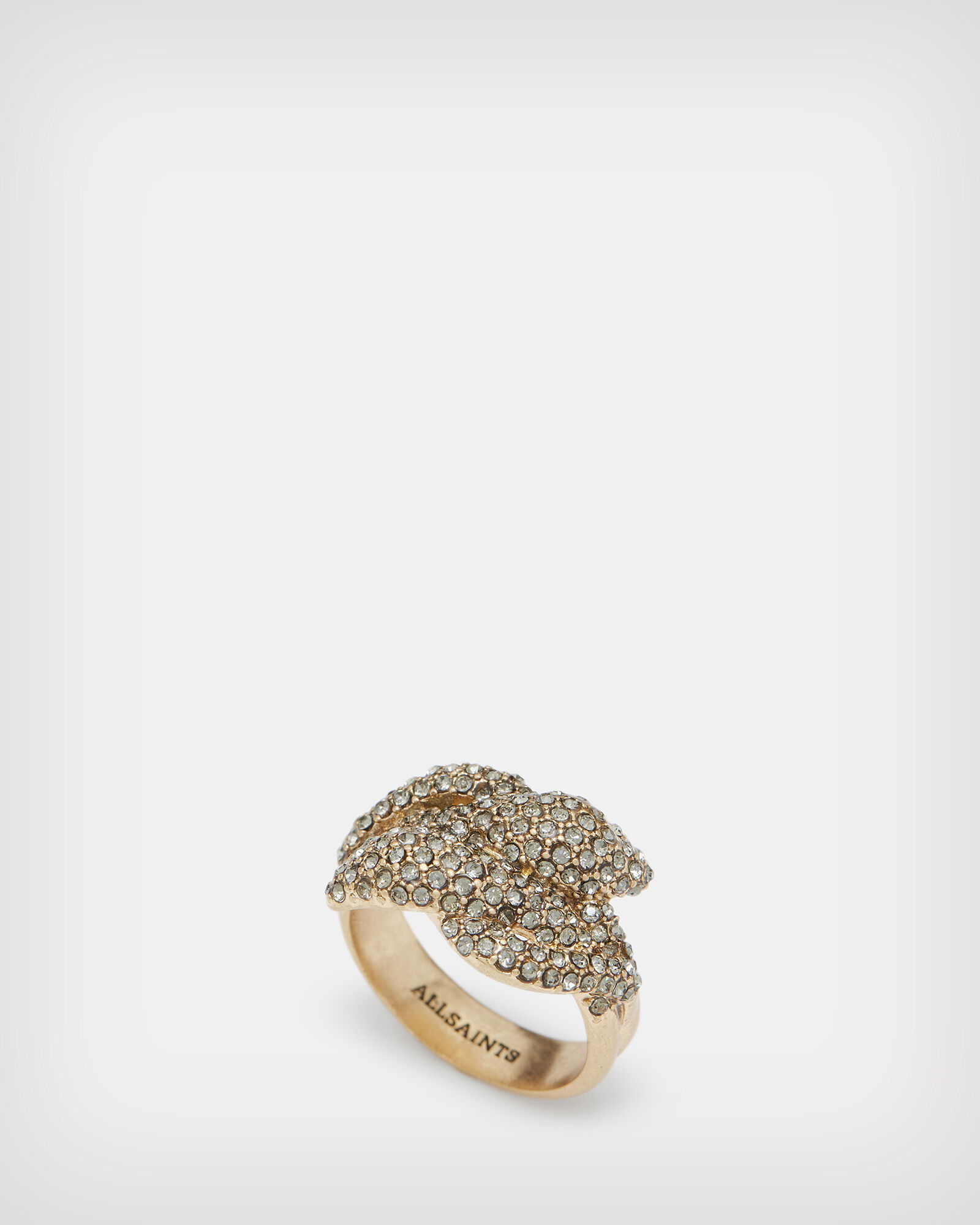 ALLSAINTS Seren Pave Gold-Tone Ring in Warm Brass | Endource