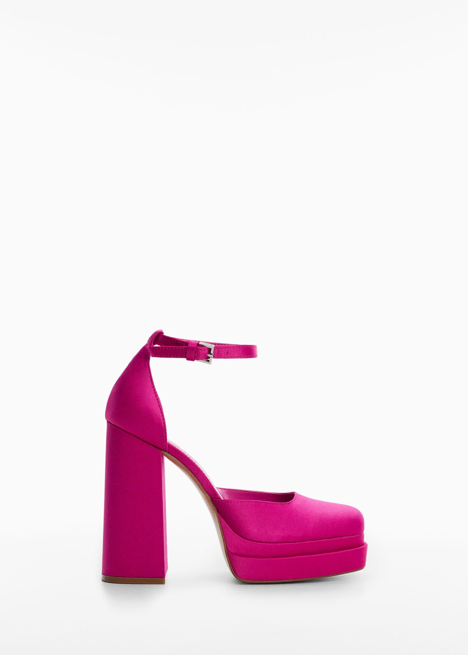 MANGO Satin Platform Shoe in Fuchsia | Endource