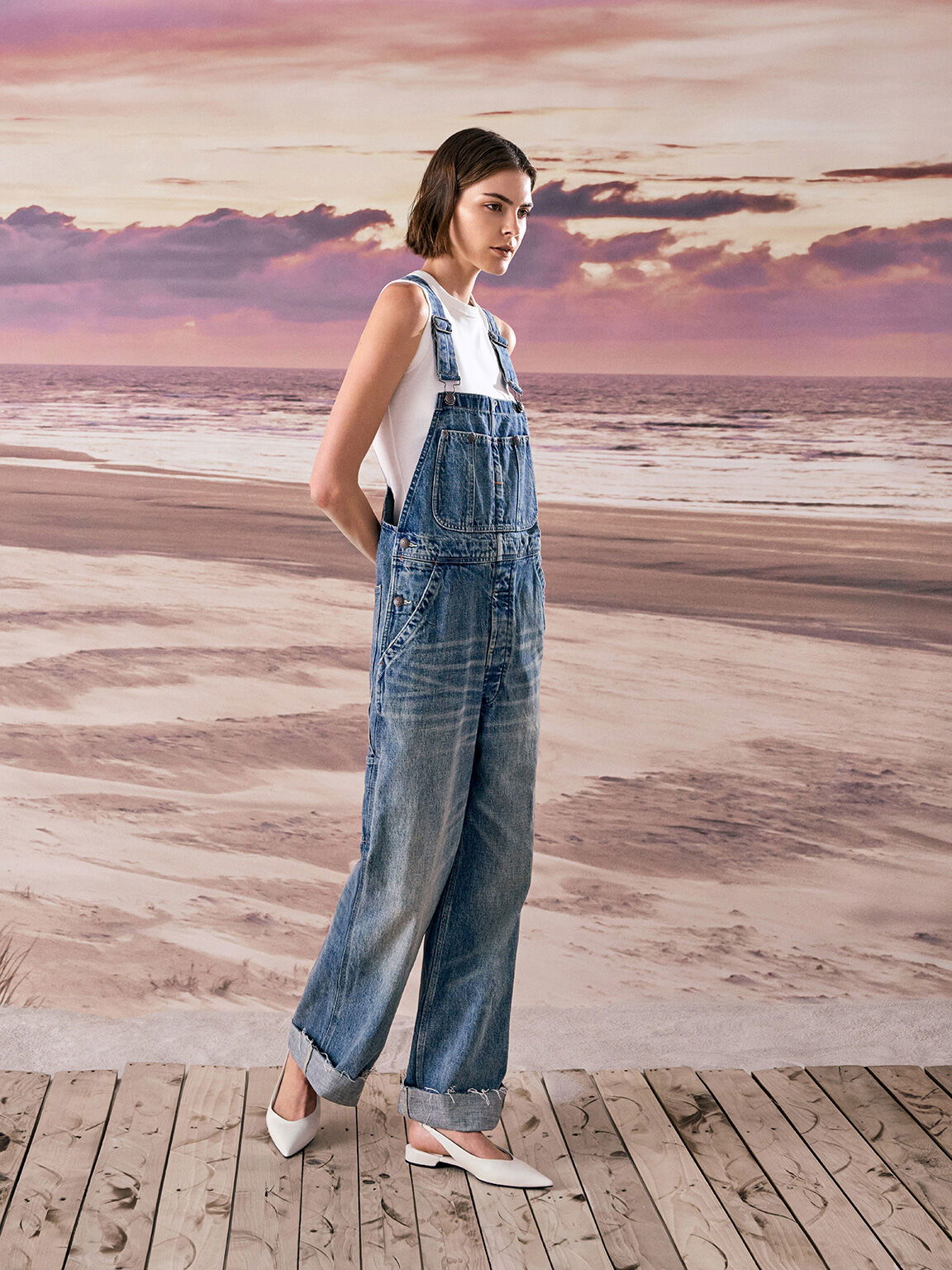 CHARLES & KEITH Pointed-Toe High-Vamp Slingback Flats | endource