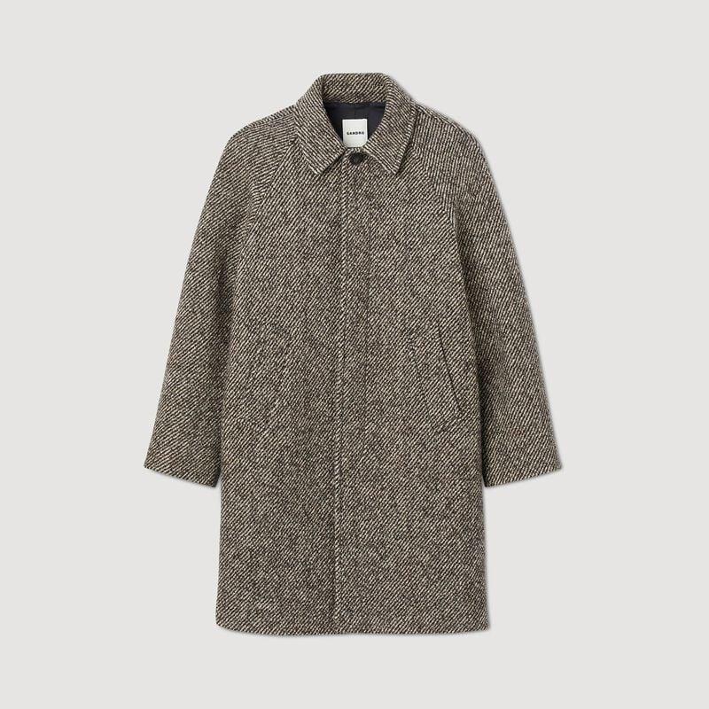 SANDRO Wool Coat in Brown | endource