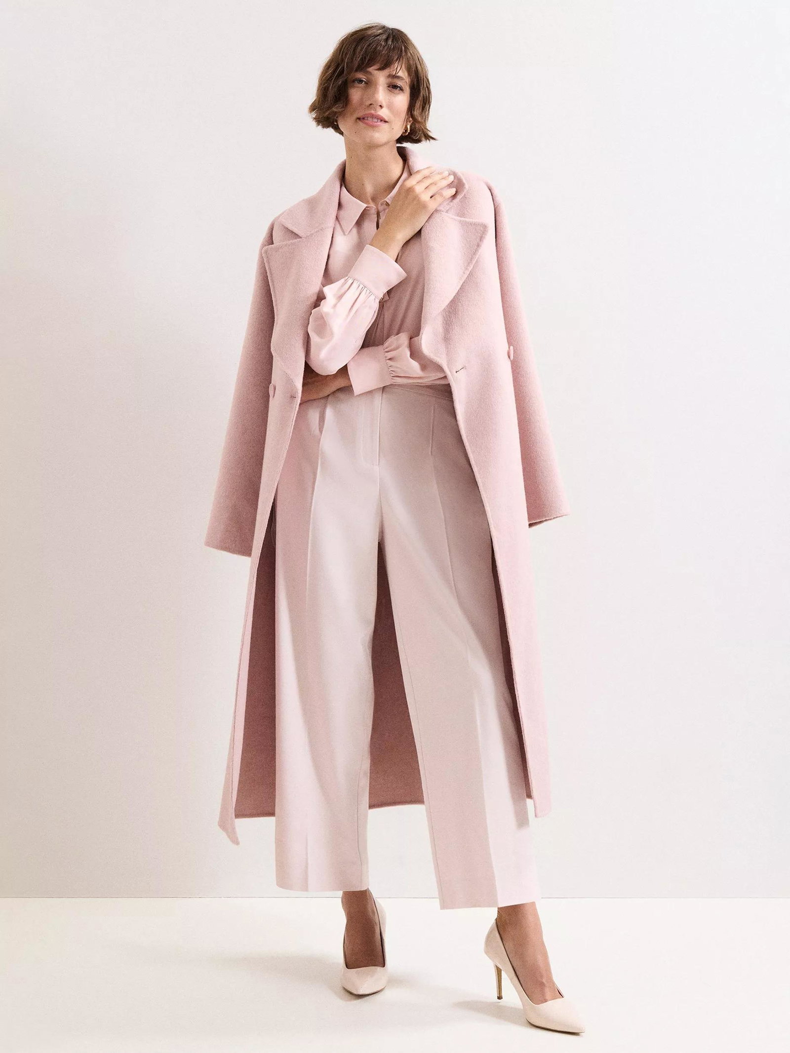 PHASE EIGHT Sandie Cropped Trousers, Pale Pink | endource