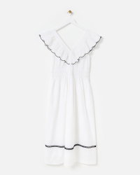 OLIVER BONAS Broderie Frill V-Neck Cotton Midi Dress | endource