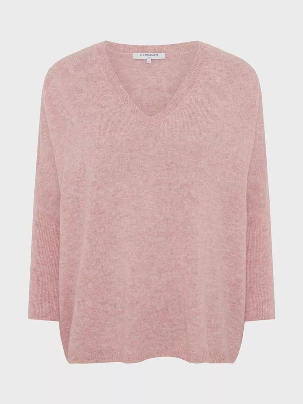 Gerard Darel Lenae V-Neck Pure Cashmere Jumper, Pink | endource
