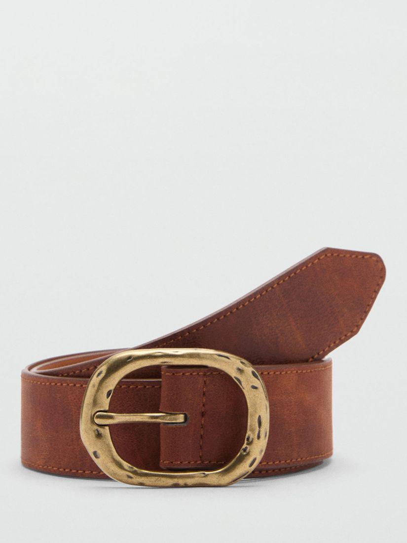 MANGO Julia Textured Belt in Brown | endource