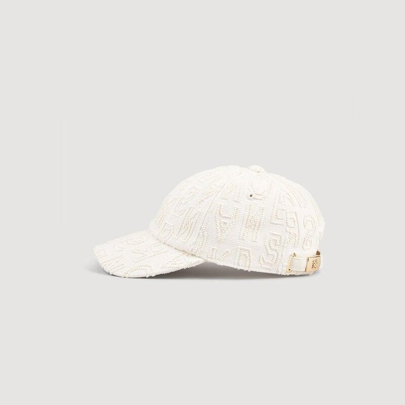 SANDRO Cloth Cap With Embroidered Letters in Ecru | endource