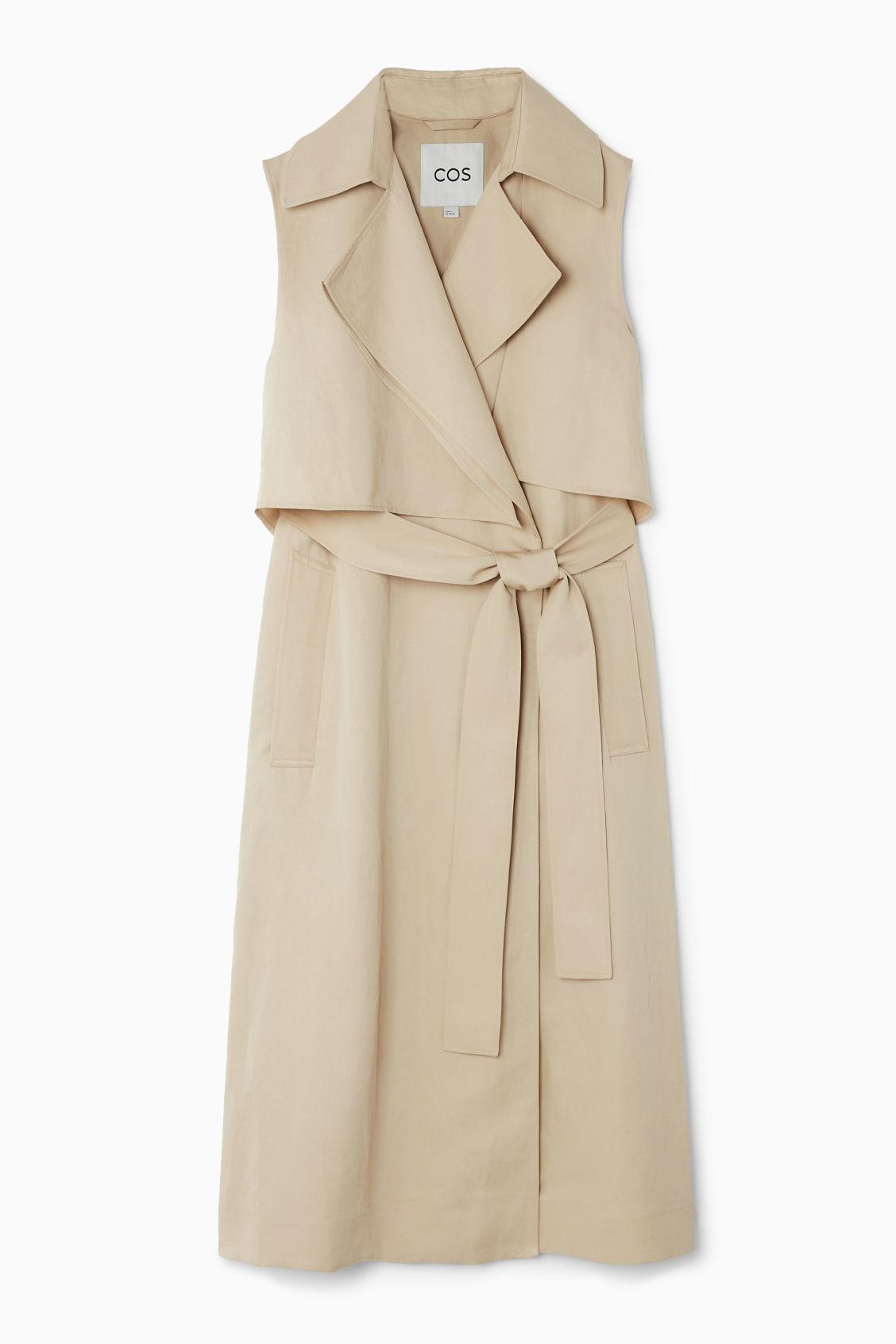 COS Sleeveless Linen-Blend Trench Coat in BEIGE | endource