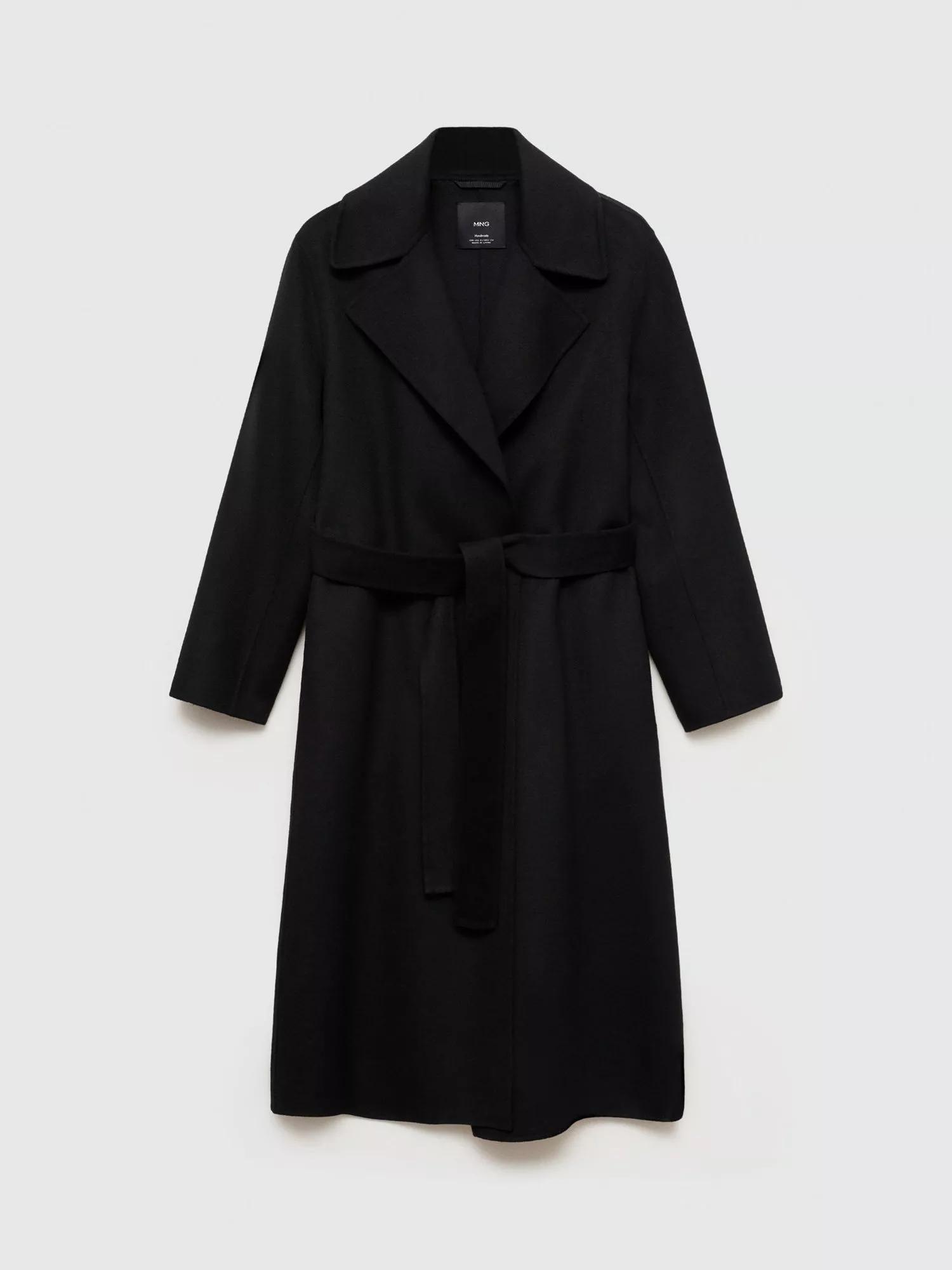 MANGO Batin Wool Blend Belted Wrap Coat in Brown | endource