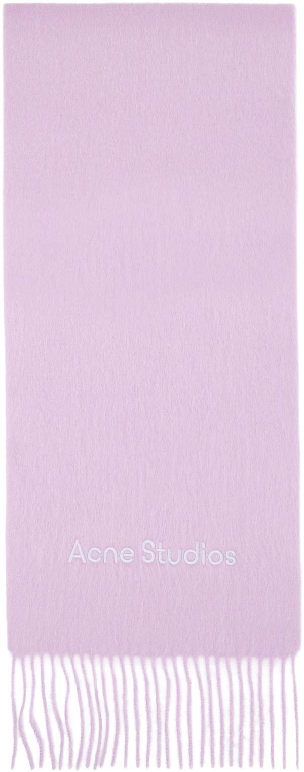 ACNE STUDIOS Pink Wool Logo Scarf | endource