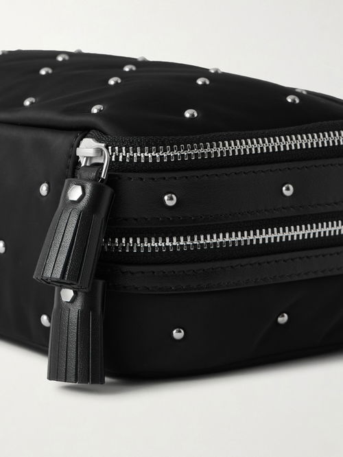 ANYA HINDMARCH Large Studded Leather-Trimmed Cosmetics Case | endource