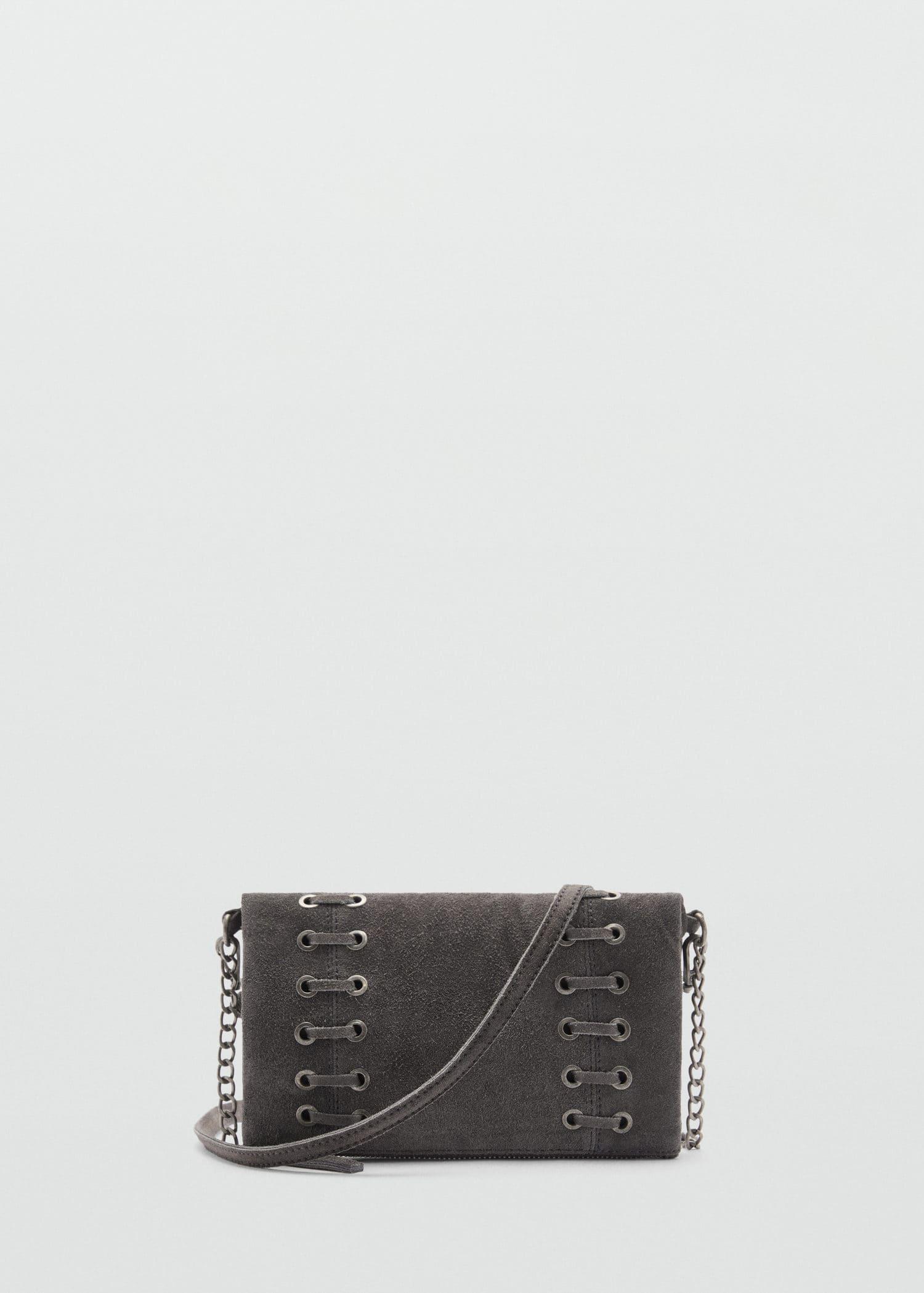 MANGO Leather Envelope Bag in Charcoal | endource