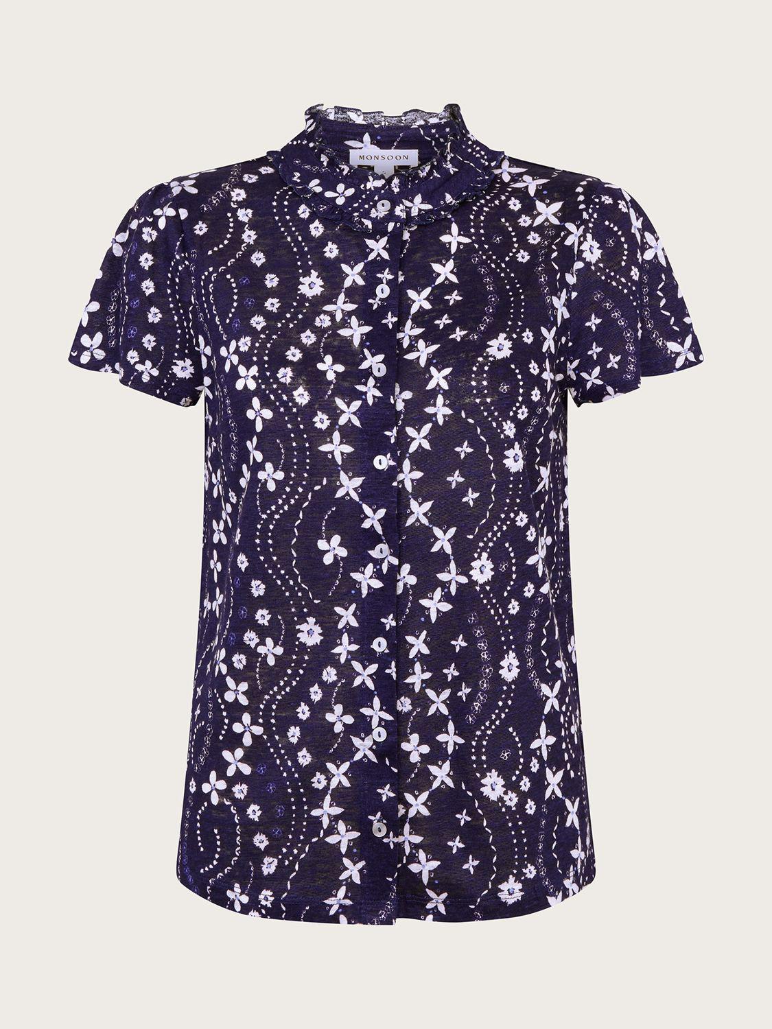 Monsoon Serena Floral Print Linen Top | endource