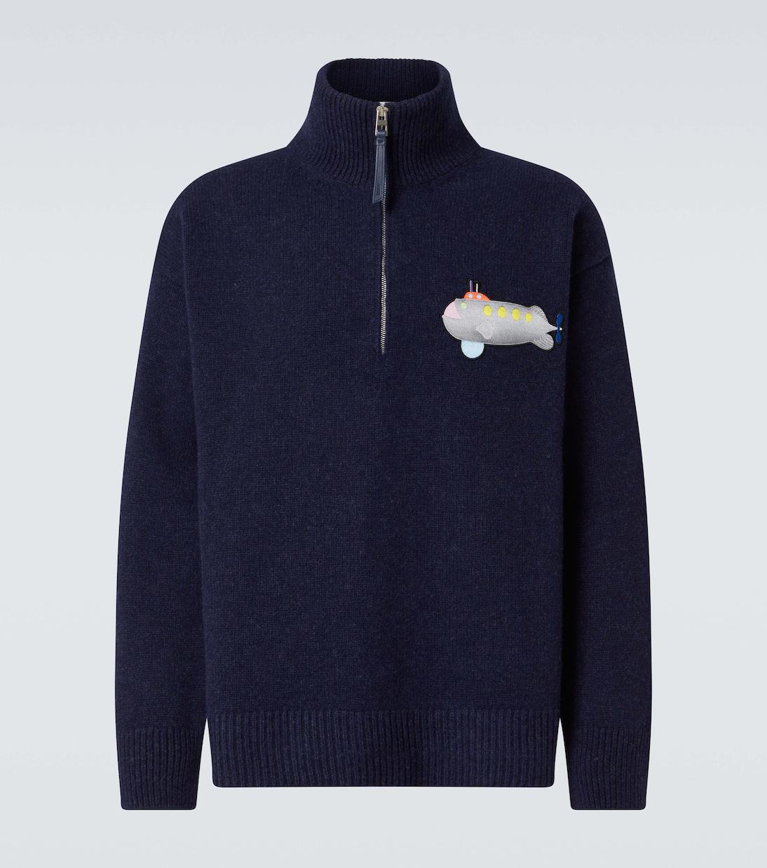 LOEWE Loewe x Suna Fujita - Submarine Half-Zip Sweater in Blue | endource