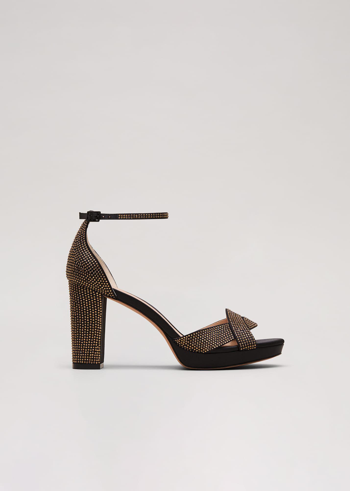 PHASE EIGHT Embellished Crossover Platform Sandal in Gold | endource