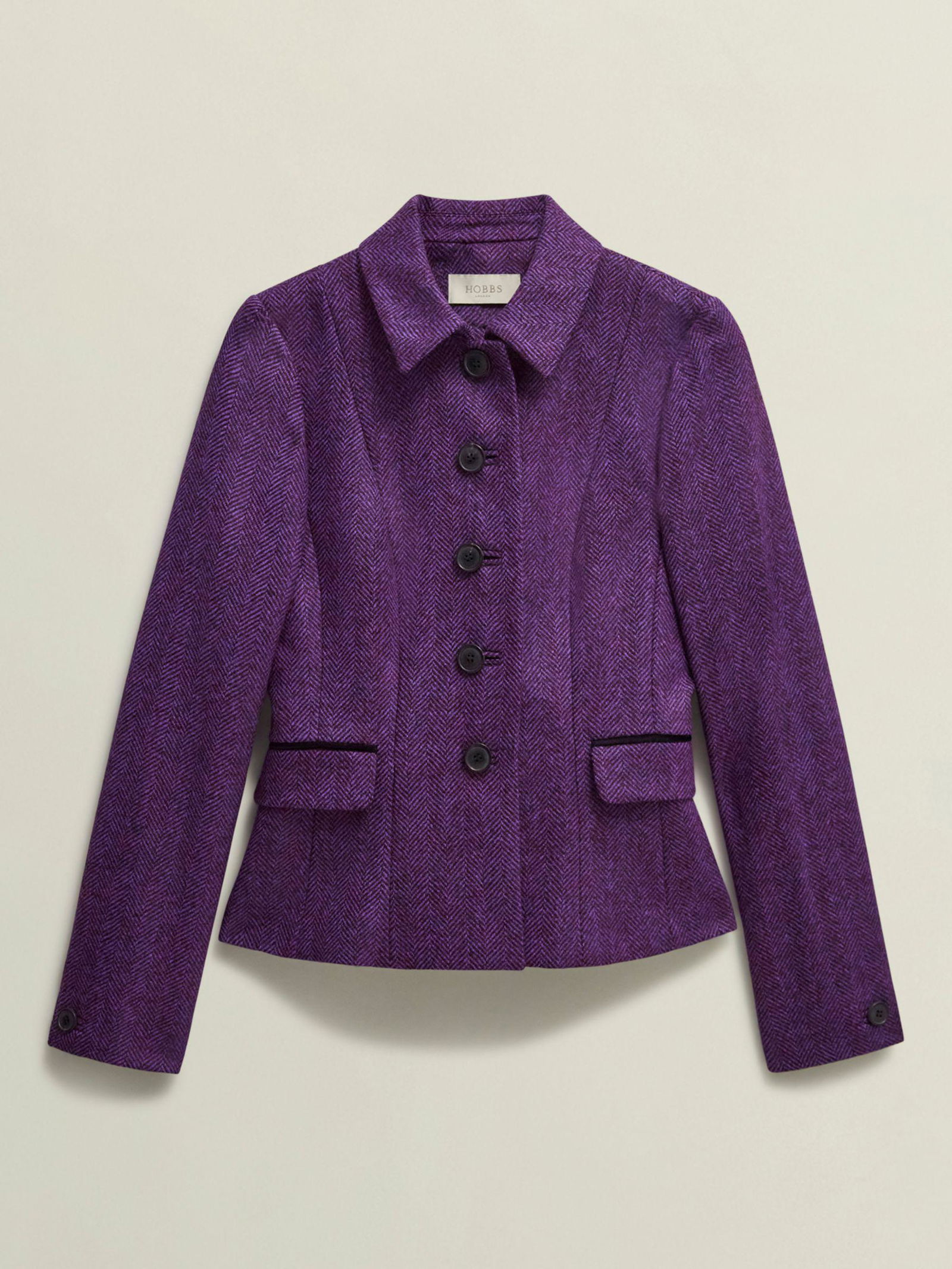 HOBBS Daniella Tweed Wool Jacket in Purple | endource