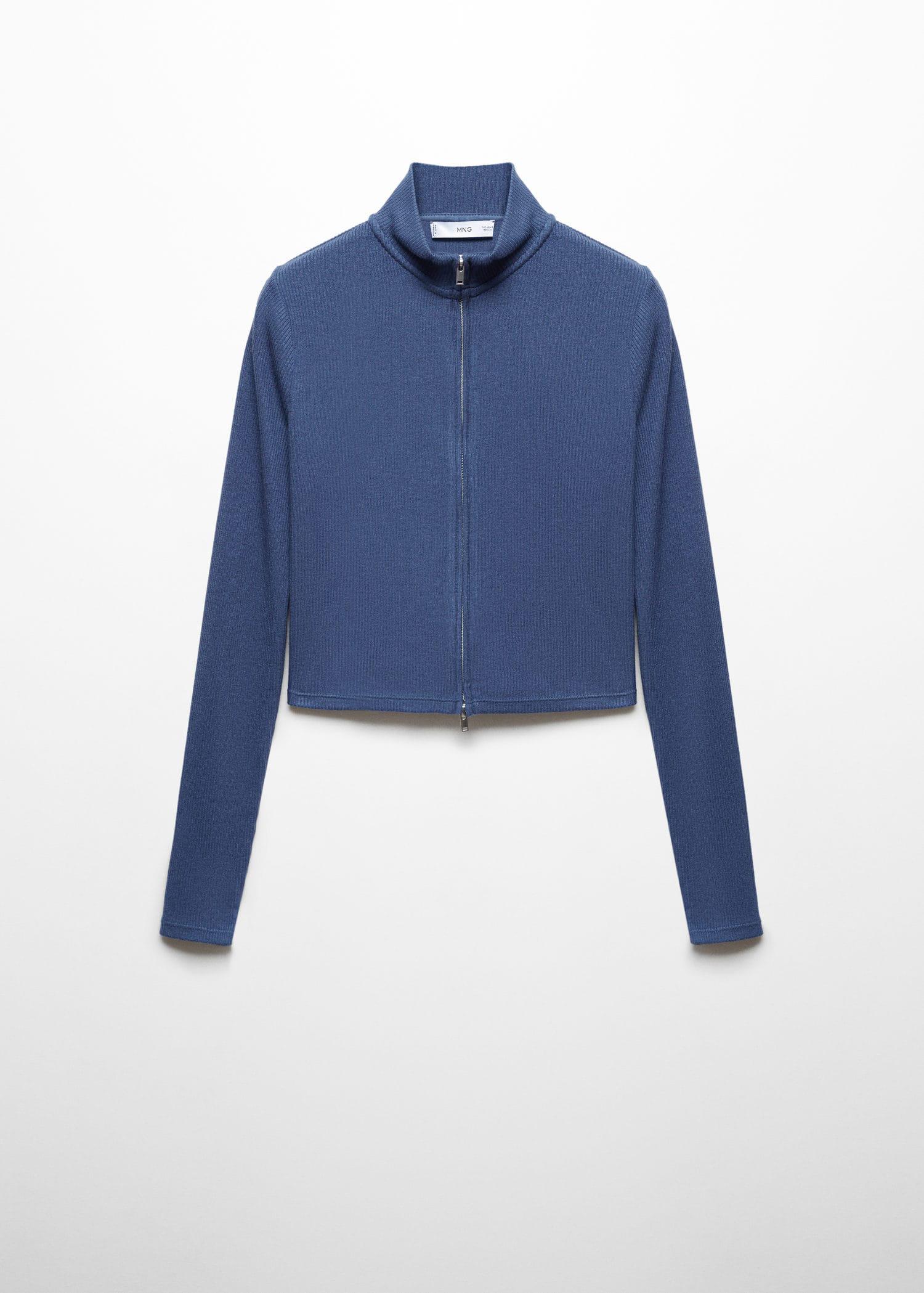 MANGO Zipped High Collar Cardigan | Endource