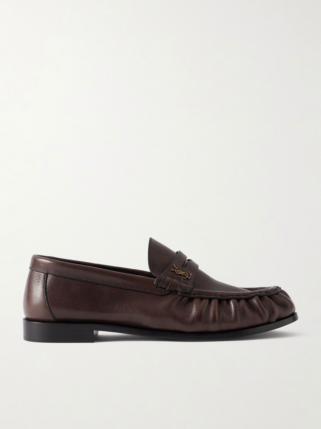 SAINT LAURENT Le Loafer Logo-Embellished Textured-Leather Loafers ...