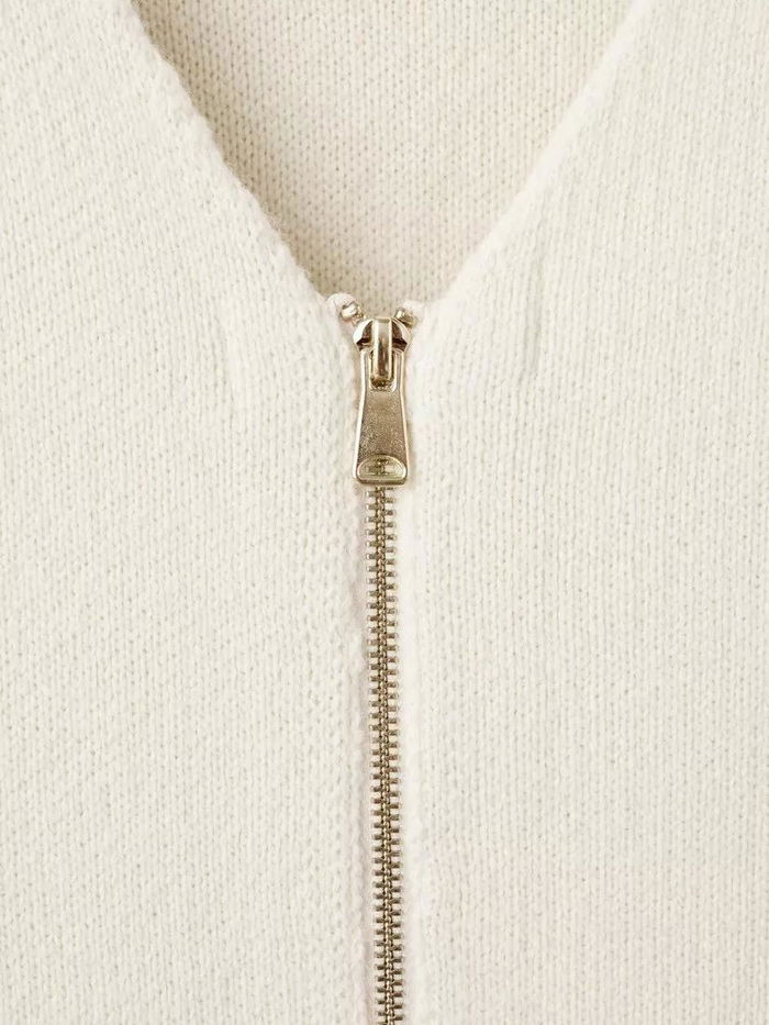 MANGO Chillida Sculpted Knit Jacket, Natural White | endource