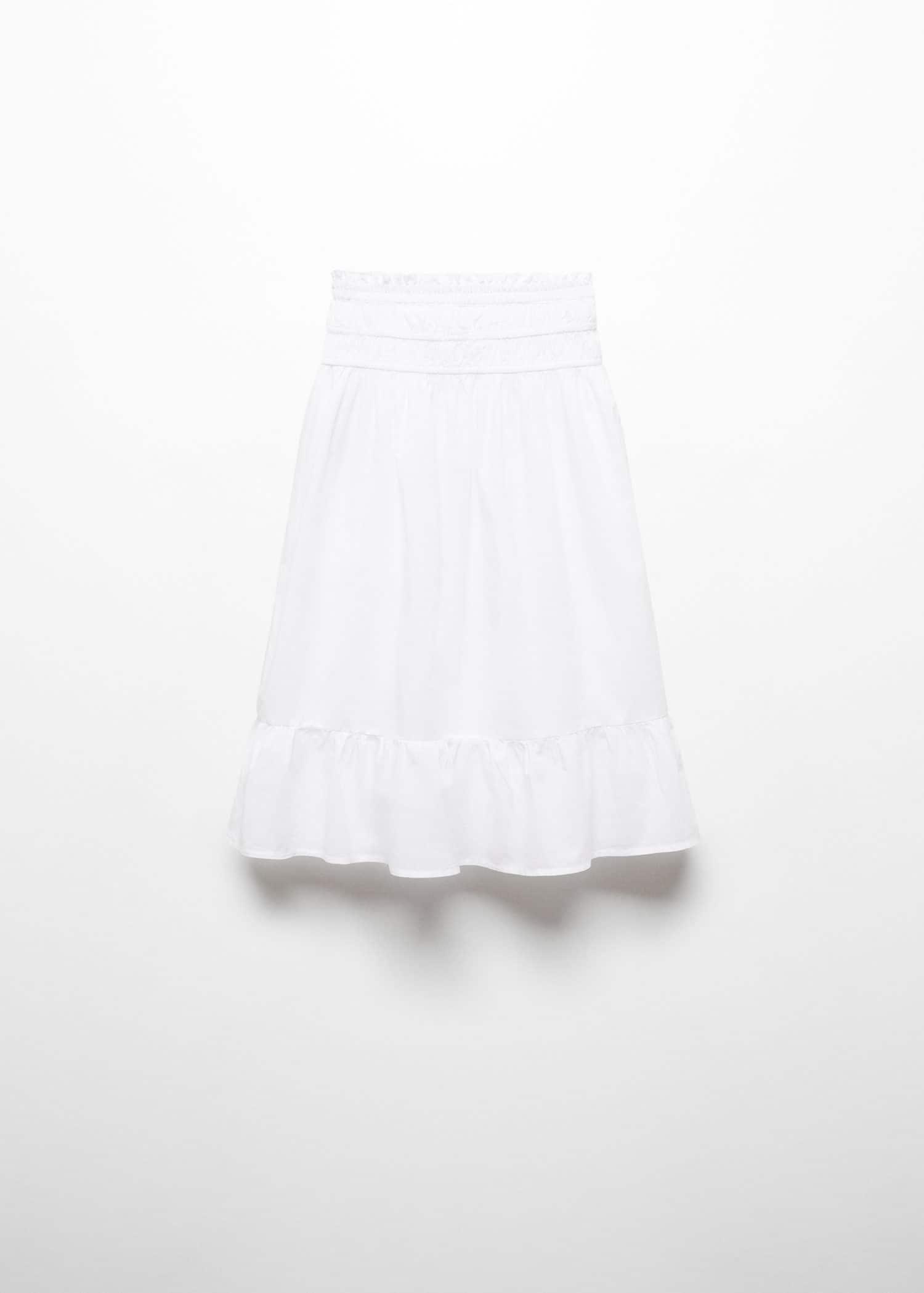 MANGO Ruffled Long Skirt in White | Endource