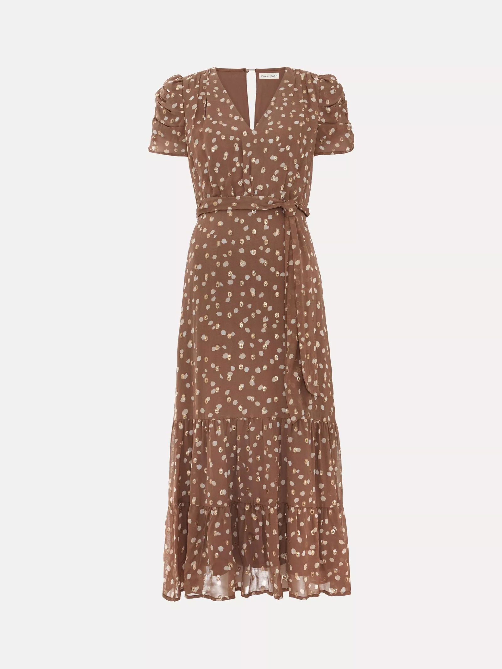 PHASE EIGHT Amy Polka Dot Shimmer Dress in Brown/Multi | endource