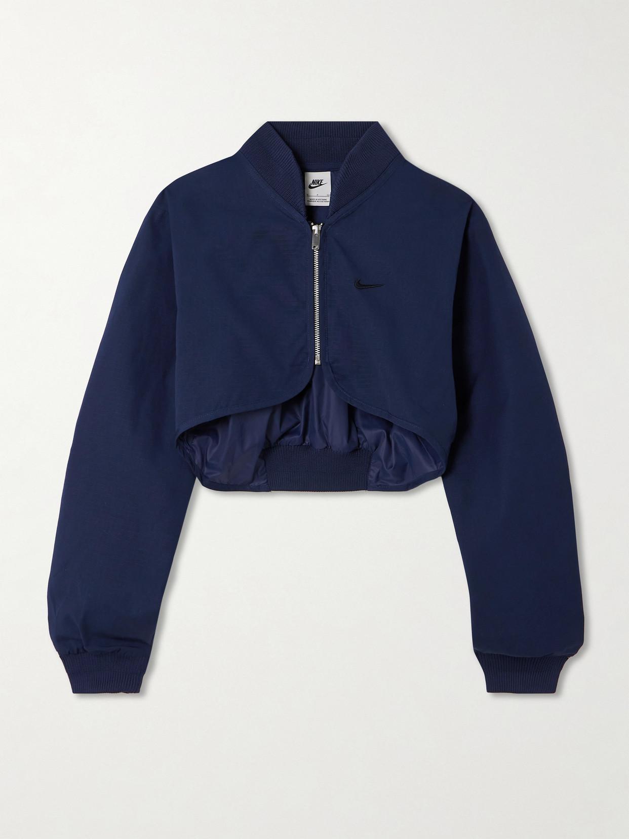 NIKE Cropped Embroidered Cotton-Twill Jacket | endource