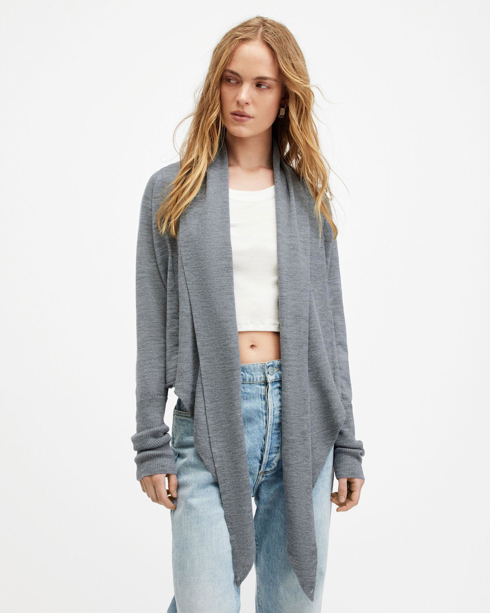 ALLSAINTS Wasson Pirate Lightweight Cardigan in Grey | endource