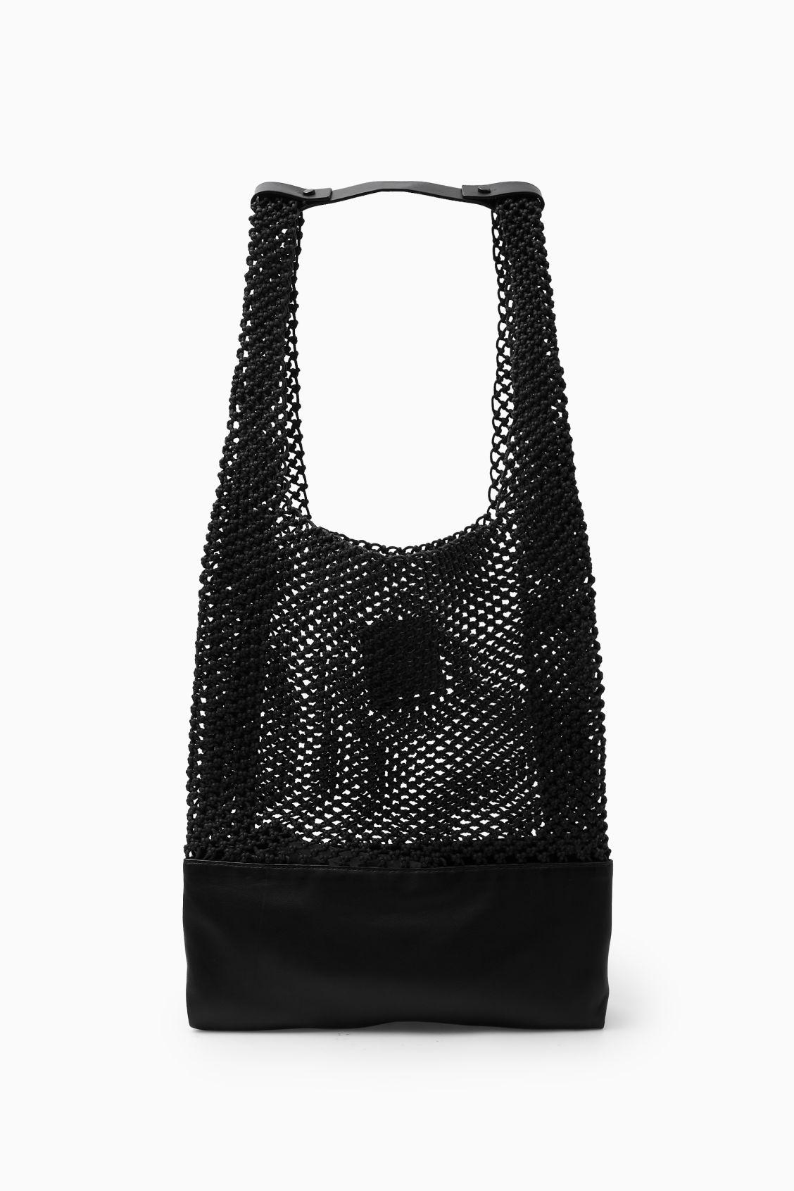 COS Woven Leather Tote in BLACK | Endource