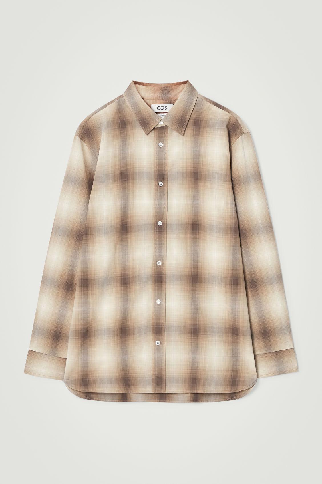 COS Relaxed Checked Cotton Shirt in BEIGE / CHECKED | endource