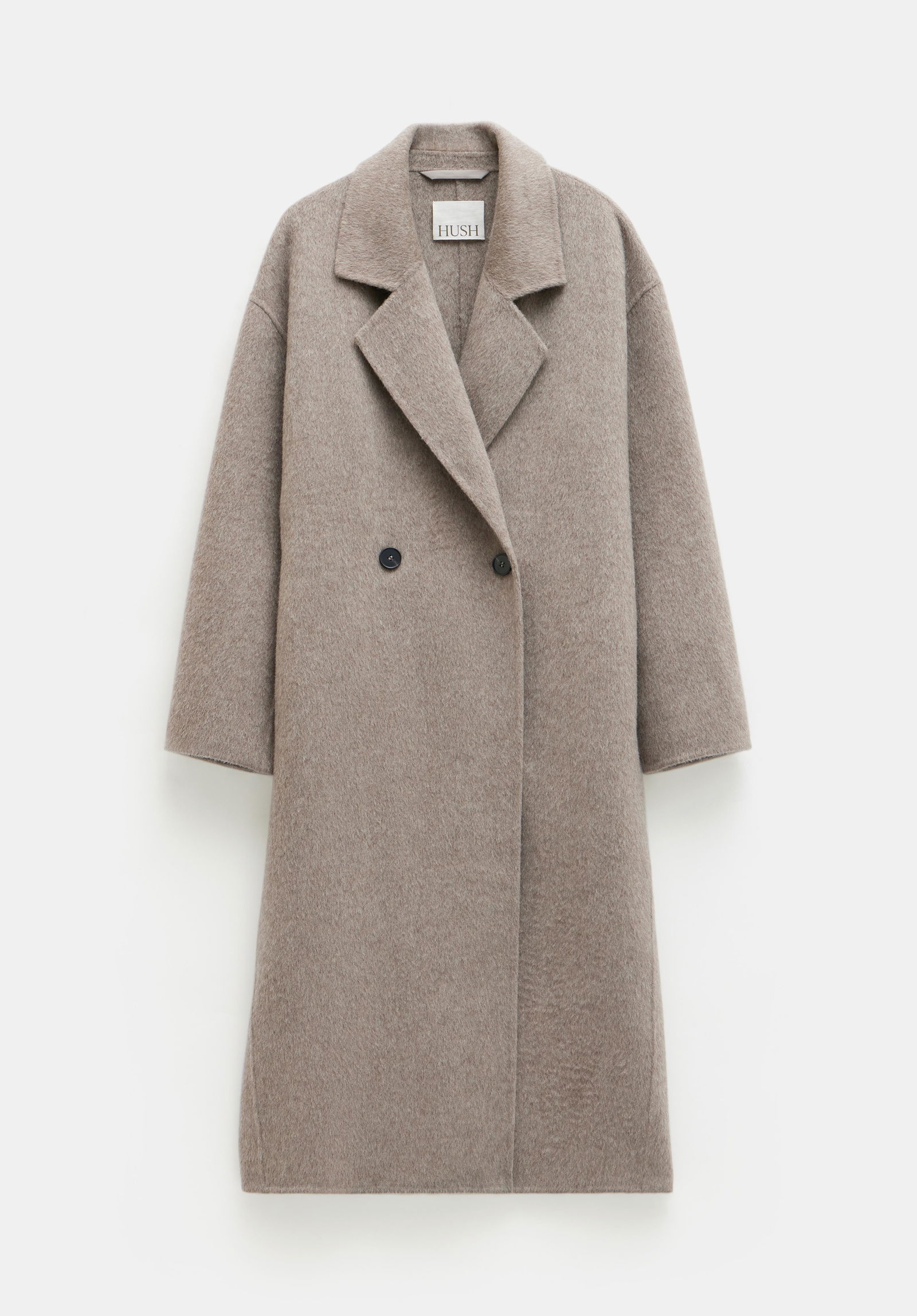 HUSH Pure Wool Double Faced Coat in Oatmeal Marl | endource
