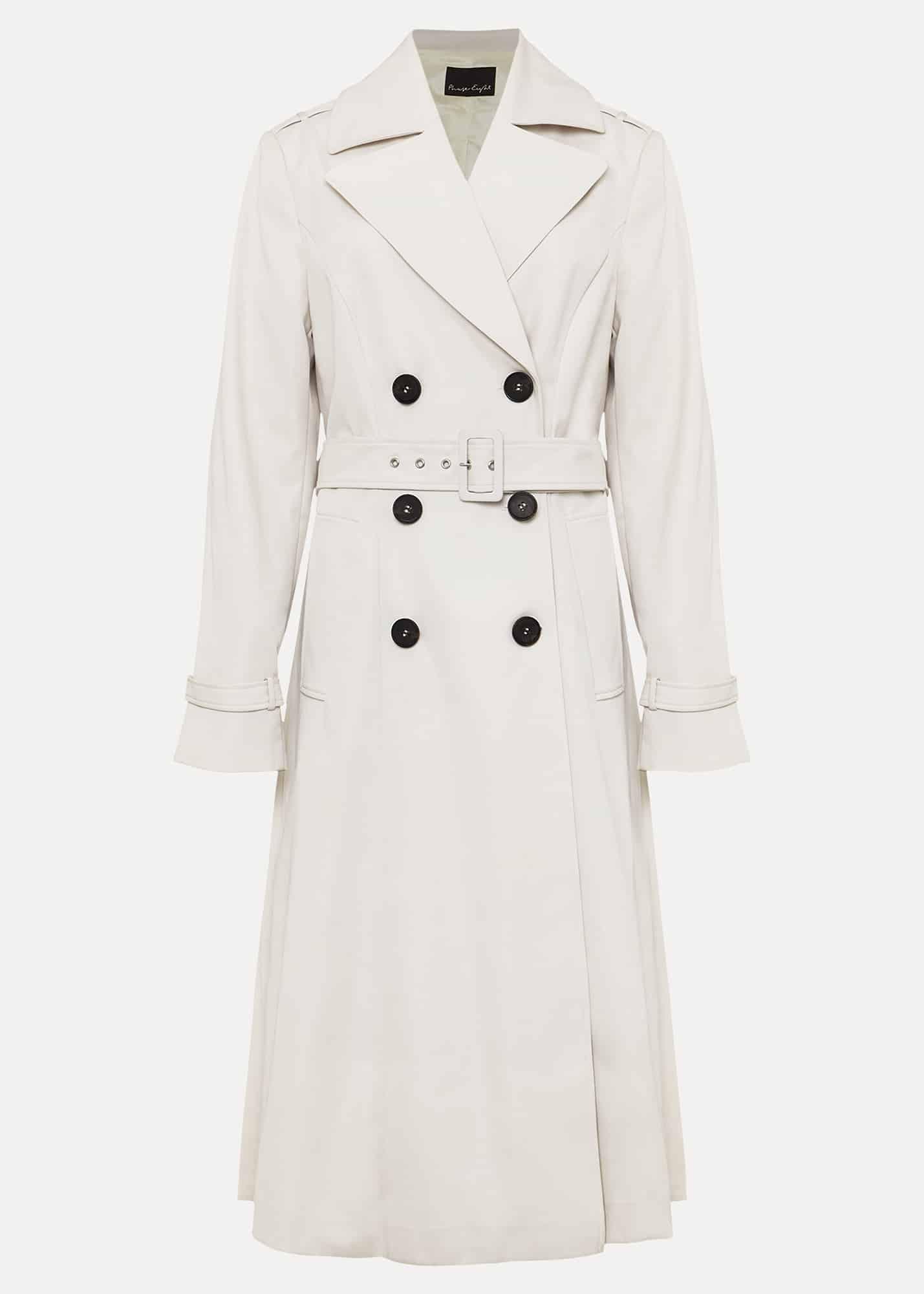 PHASE EIGHT Eleanor Pleat Back Trench Coat in Ivory | endource