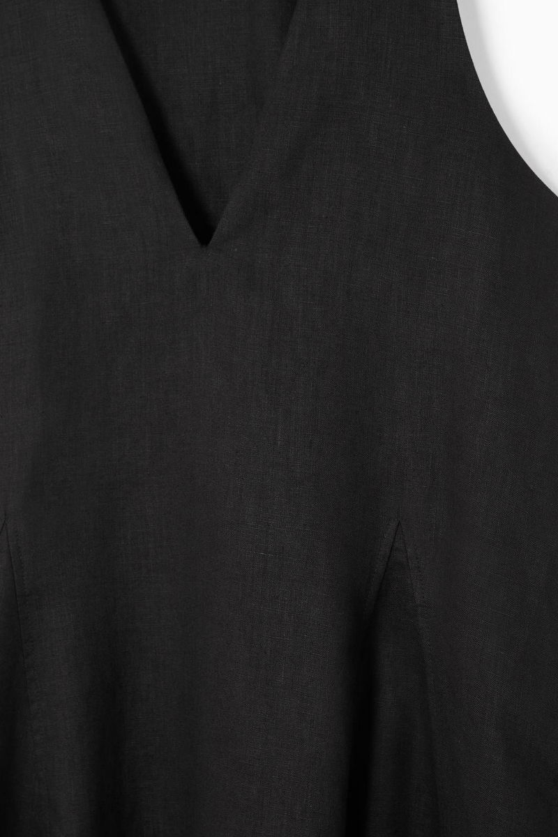 Cos Pleated Linen Maxi Dress In Black Endource