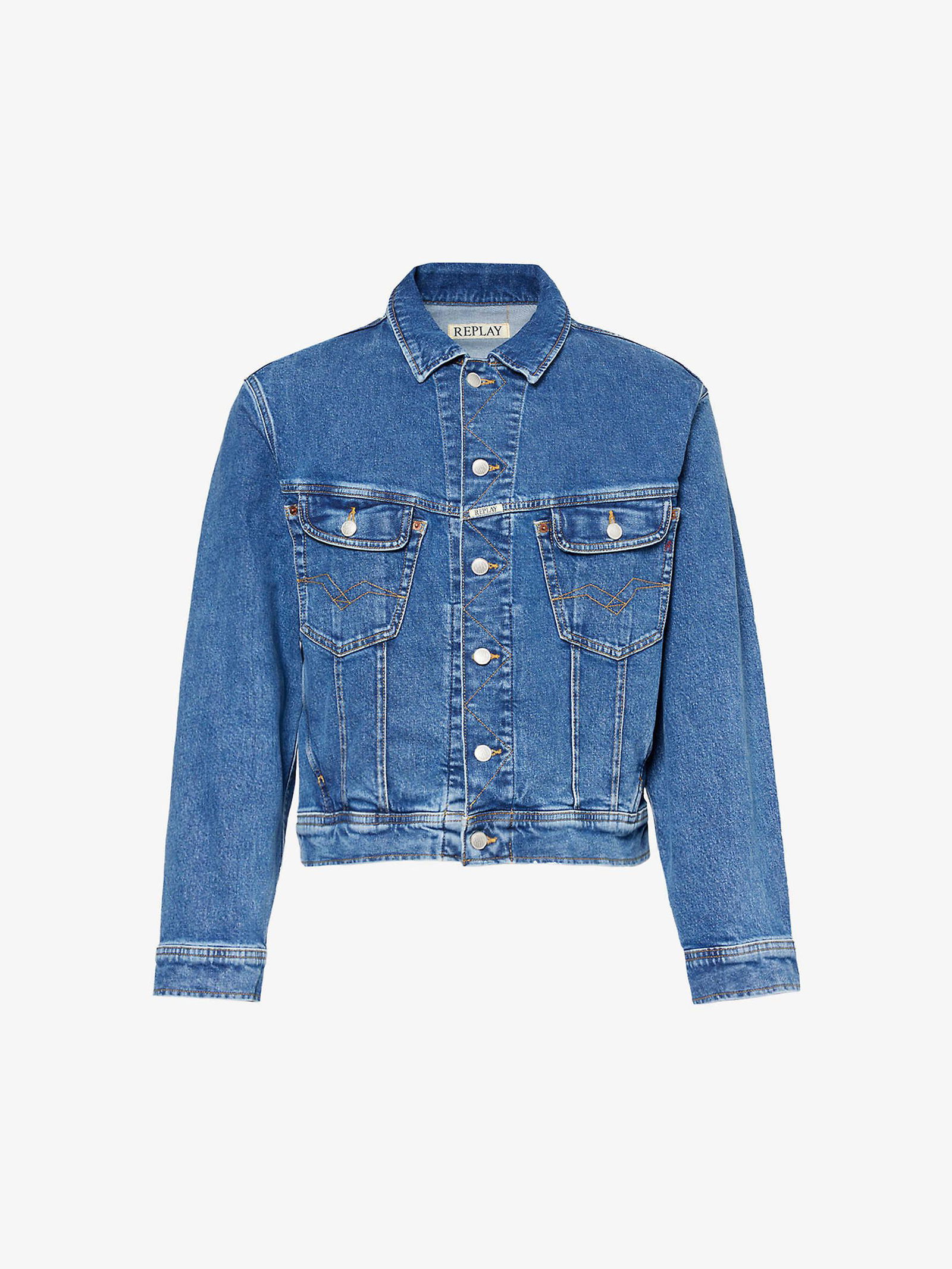 REPLAY Patch-Pocket Denim Jacket in MEDIUM BLUE | endource