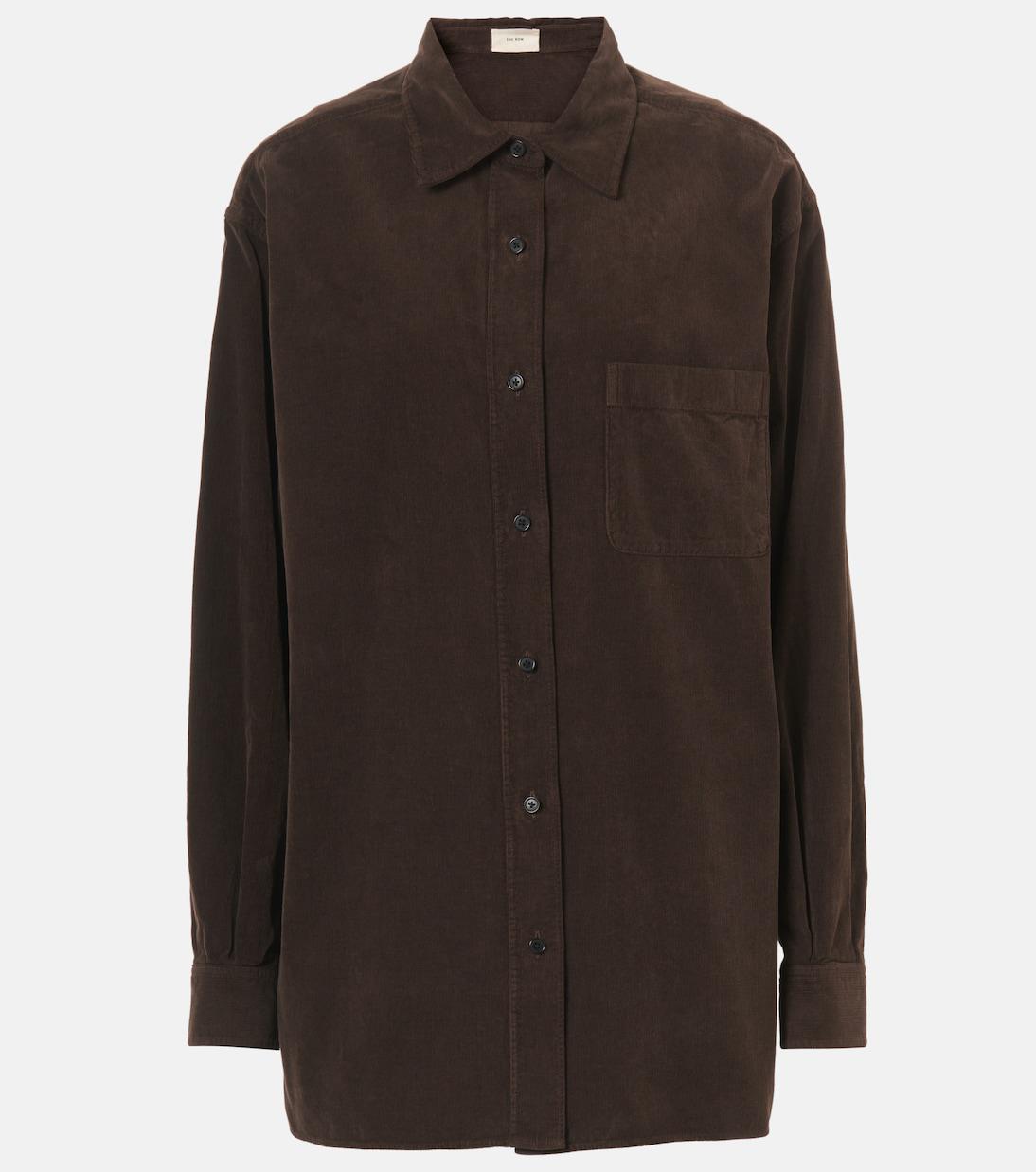 THE ROW Nesson Cotton Shirt in Brown | endource