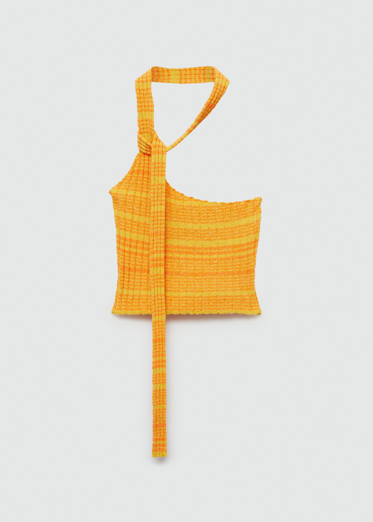 MANGO Knit Asymmetric Top in Yellow | endource