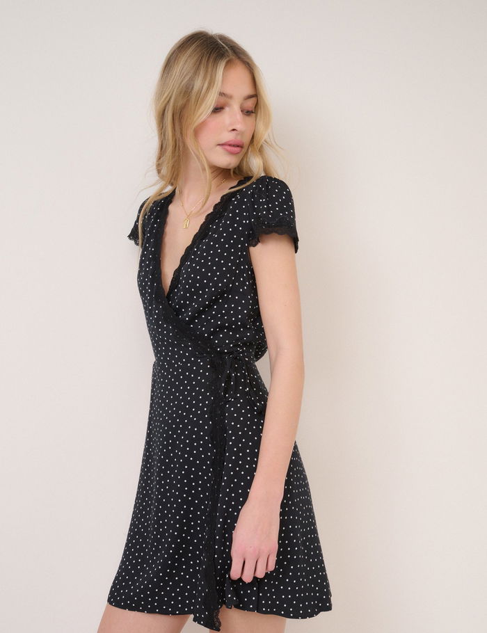 NOBODY'S CHILD Black Polka Dot Ginny Mini Dress | endource