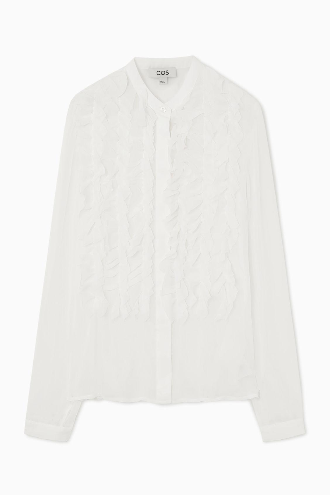 COS Sheer Ruffle-Detail Blouse in WHITE | Endource