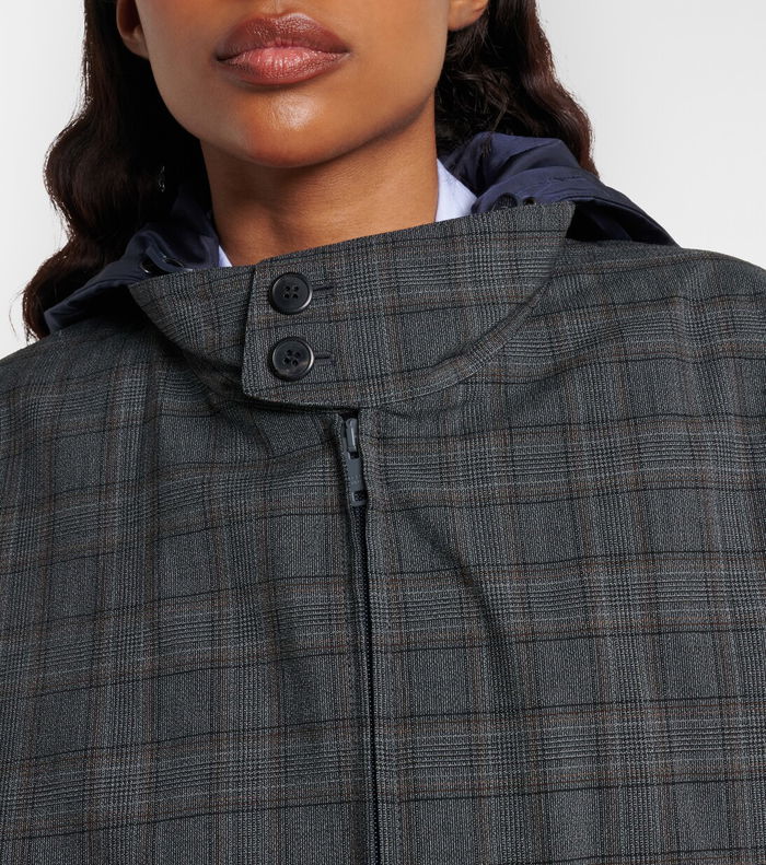 PRADA Checked Hooded Virgin Wool Jacket | endource
