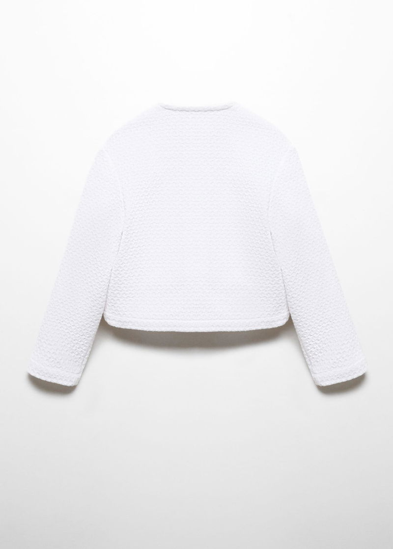 Mango Pocket Tweed Jacket In White Endource