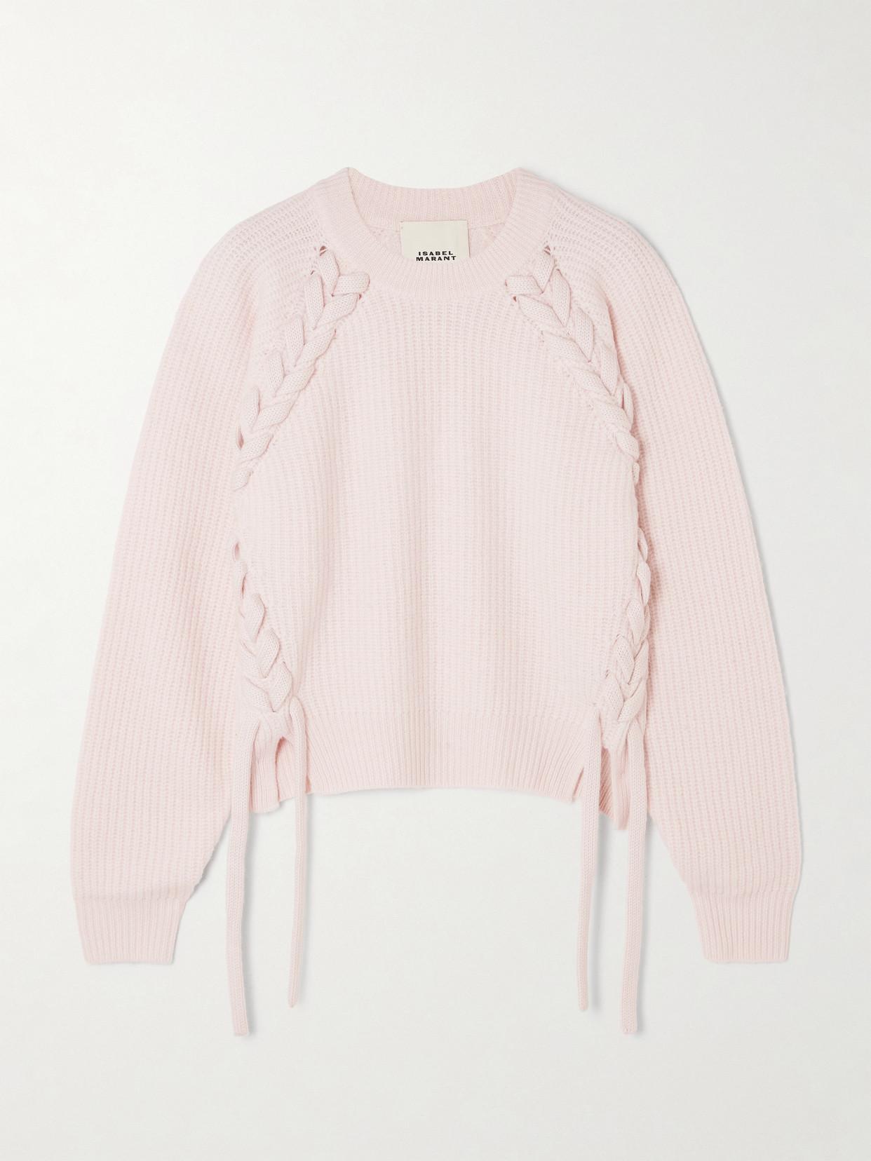 ISABEL MARANT Noelia Braided Ribbed-Knit Merino Wool Sweater in Pink ...