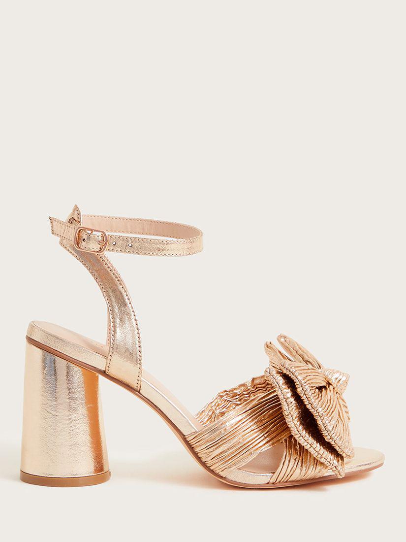 Monsoon Bow Heeled Sandals in Rose Gold | endource