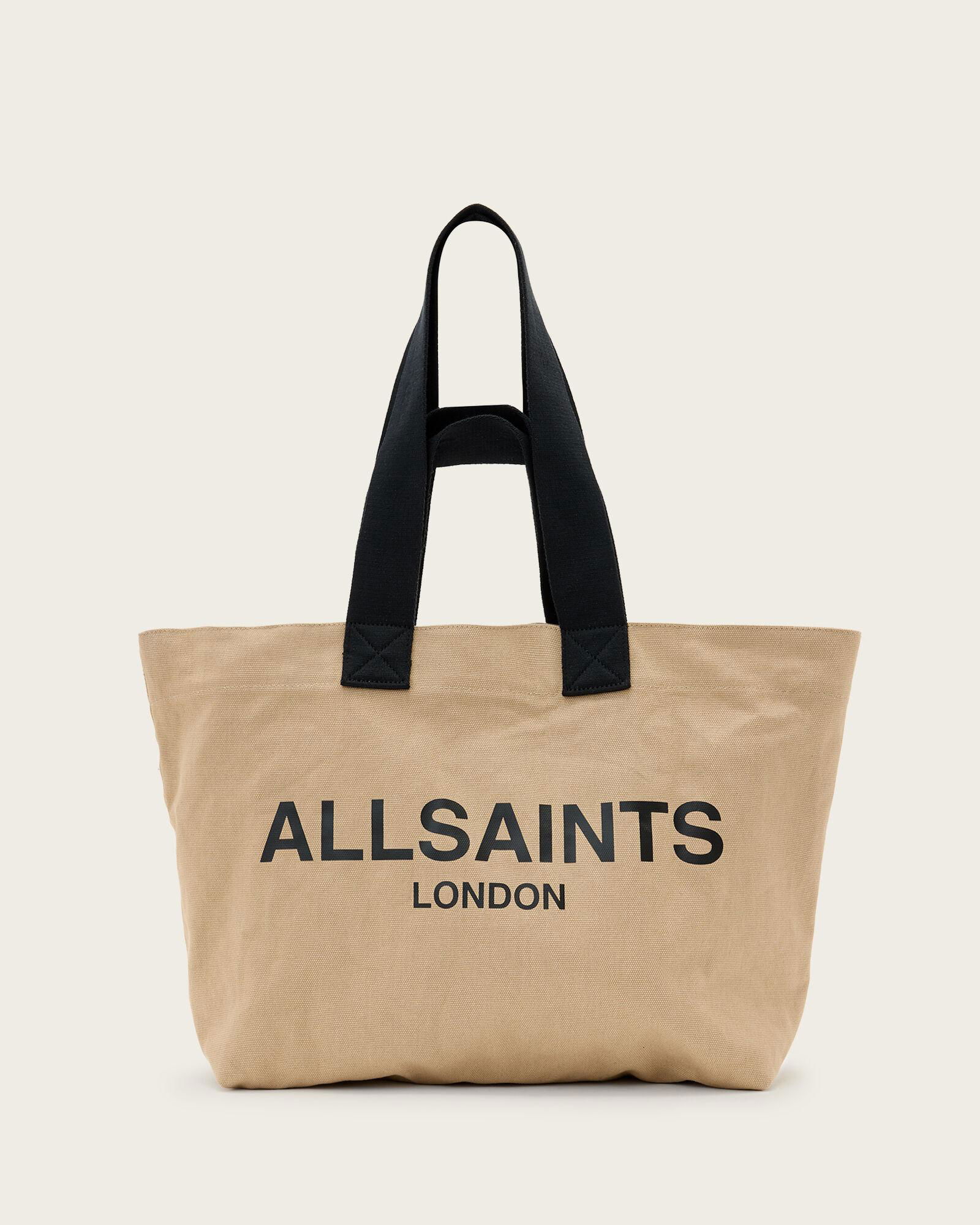 ALLSAINTS Ali Logo Canvas Tote Bag in Mink Brown | endource