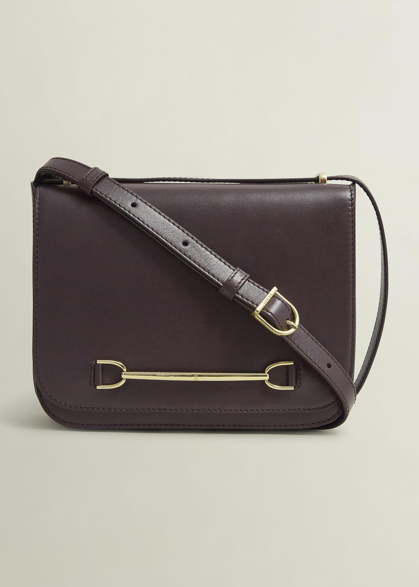 HOBBS Keighley Leather Cross Body Bag in Malbec Purple | endource